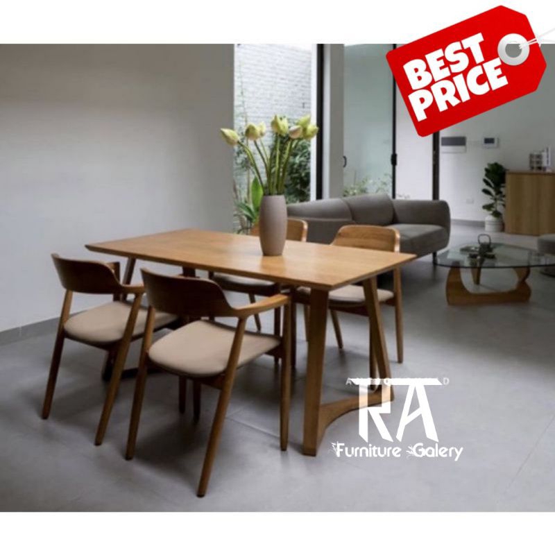Jual MEJA MAKAN SET KURSI HIROSHIMA KAYU JATI | Shopee Indonesia