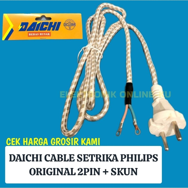 Jual CABLE KABEL SETRIKA PHILIPS SNI ORIGINAL 2PIN + SKUN | Shopee ...