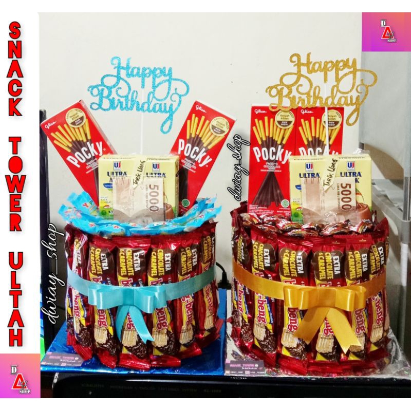 Jual SNACK TOWER BIRTHDAY / SNACK TOWER ULTAH KEKINIAN / KUE ULTAH ...