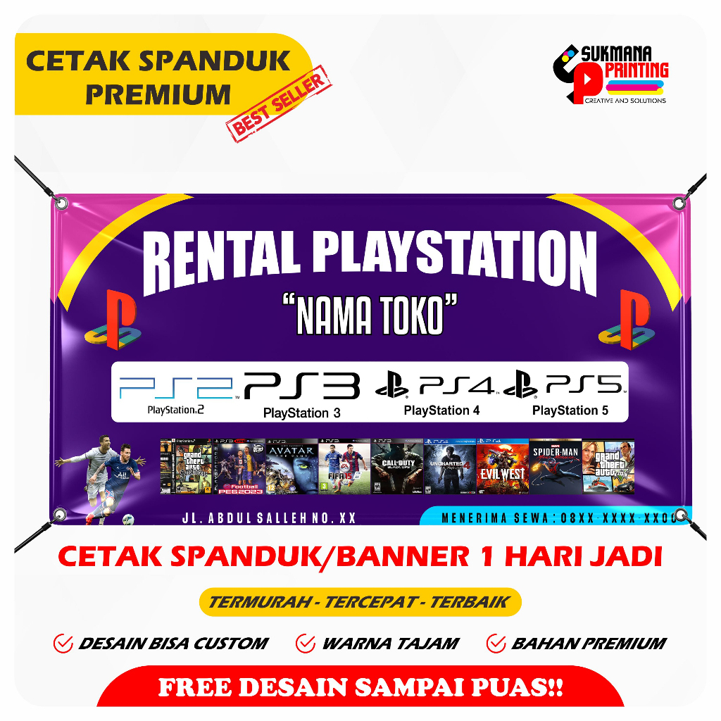 Jual CETAK SPANDUK BANNER RENTAL GAME PS PREMIUM SPANDUK PROMOSI ...