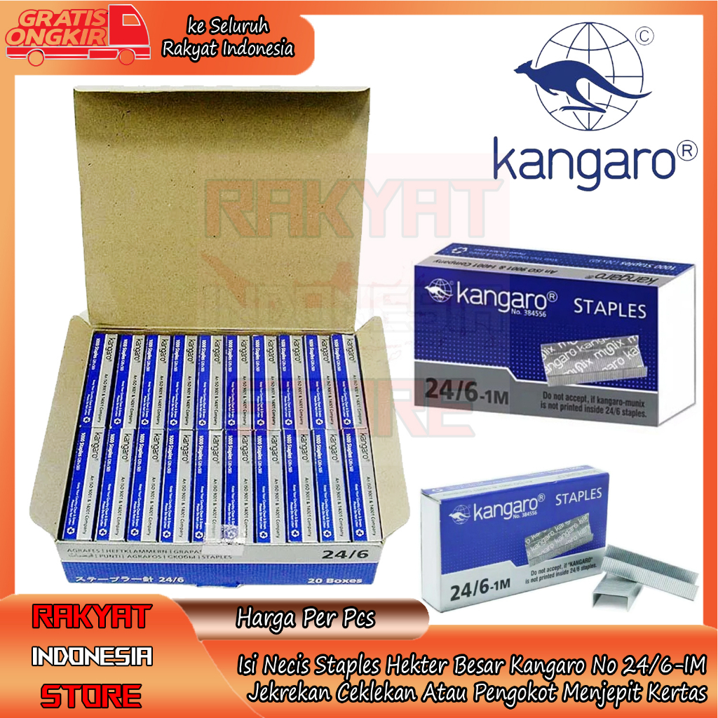 Jual ISI NECIS BESAR PENGISI STAPLER ISI STAPLES KANGARO NO.3 24/6 ...