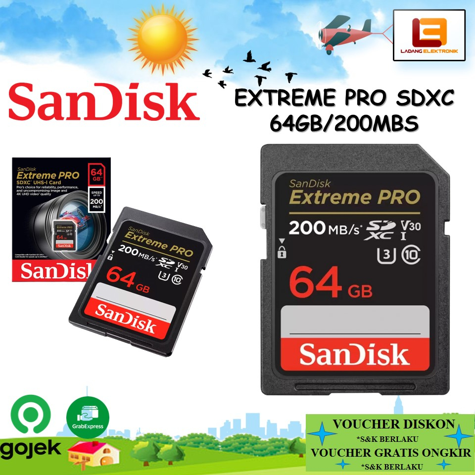 Jual SanDisk 64GB/200Mbs Extreme PRO UHS-I SDXC Memory Card - SDSDXXU ORIGINAL | Shopee Indonesia
