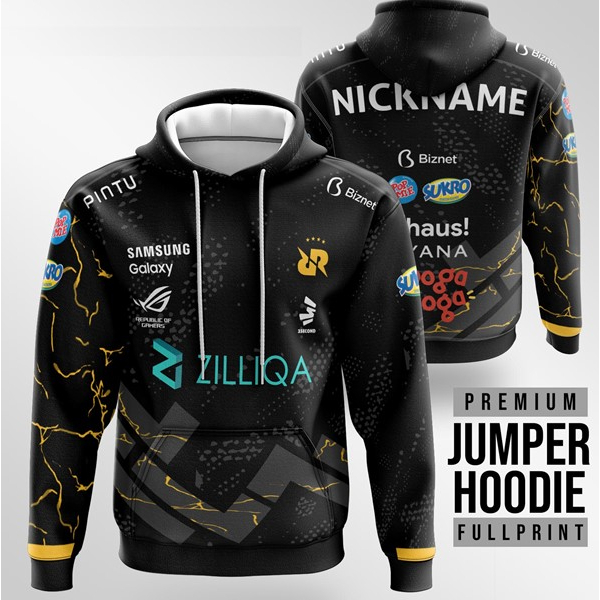 Jual Jaket Hoodie Pria Custom RRQ Black 2023 - Jumper Hoodie - Full ...