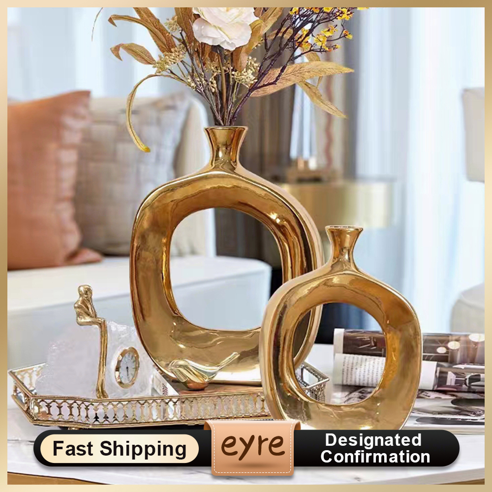 Jual Eyre（Rekomendasi Manajer Toko ♞） Cahaya mewah di dalam vas keramik berlapis emas berongga ...