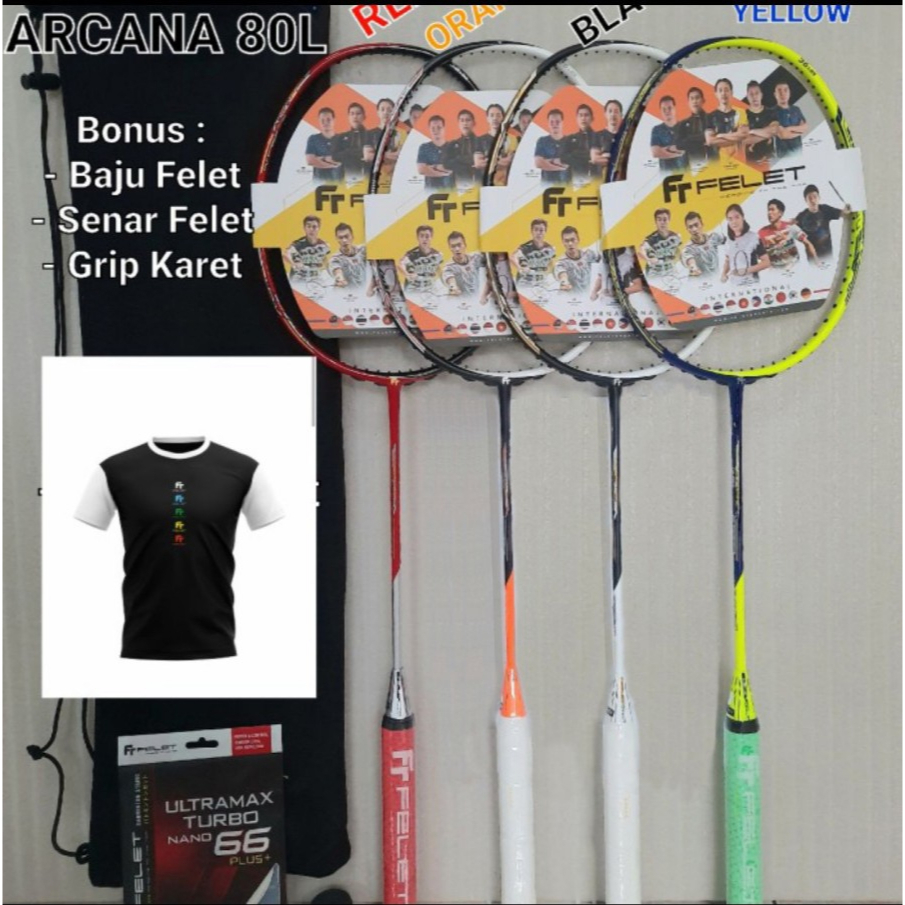 Jual Raket Badminton FELET ARCANA 80 L / FELET ARCANA 80L Komplit ORIGINAL | Shopee Indonesia