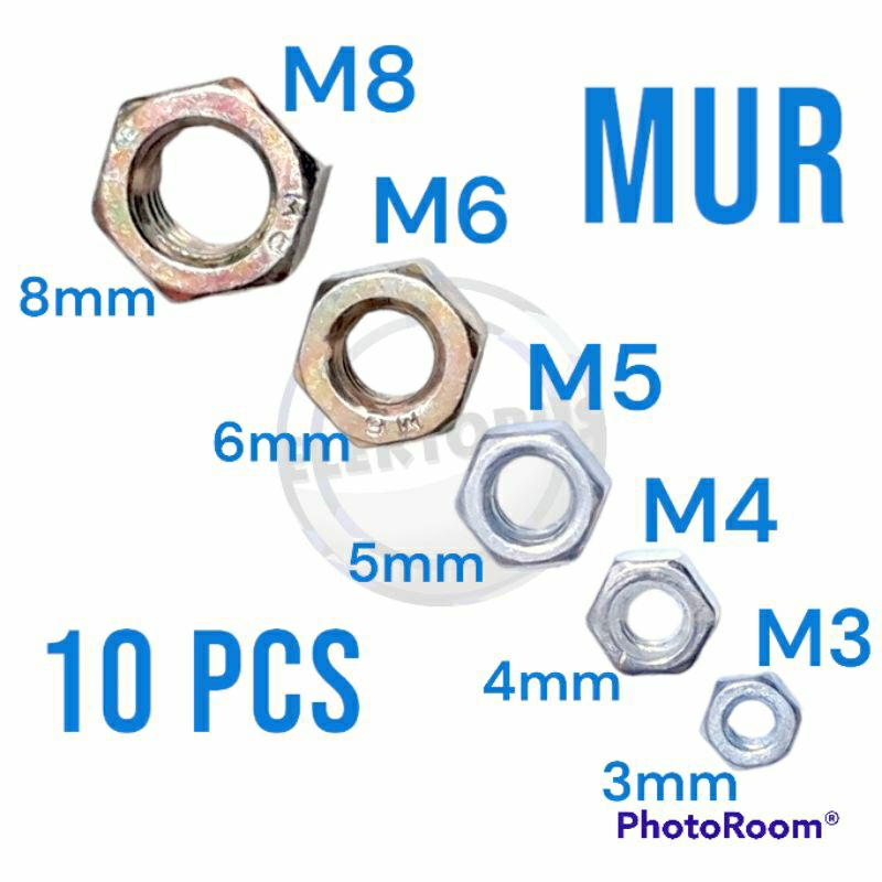Jual Mur Baut 10pcs 3mm 4mm 5mm 6mm | Shopee Indonesia