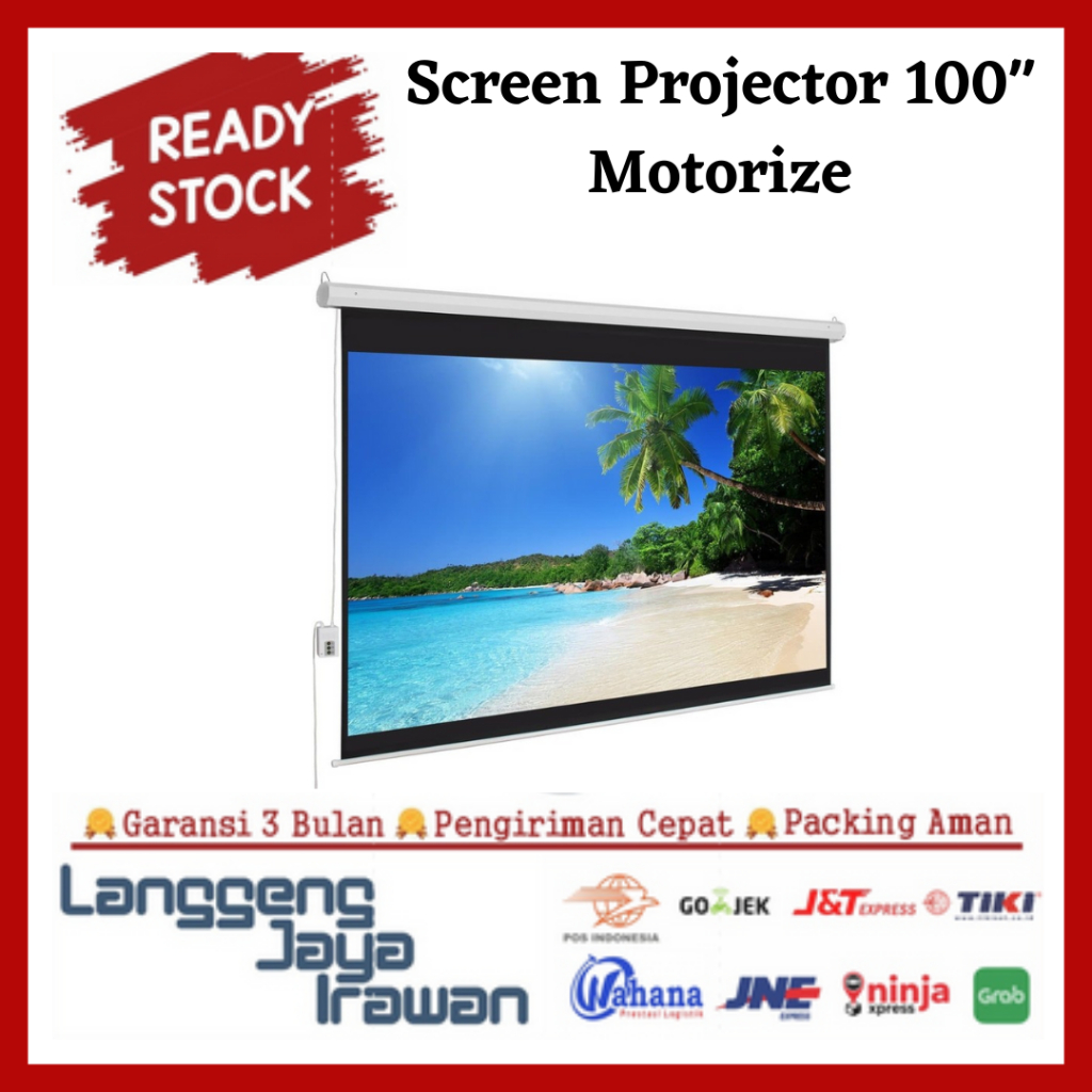 Jual Screen Projector 100in Motorized Layar Proyektor 100" Dinding ...