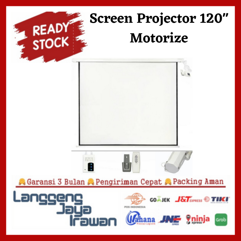 Jual Layar Proyektor remot 120" Wall Screen Projector Motorized 120 ...