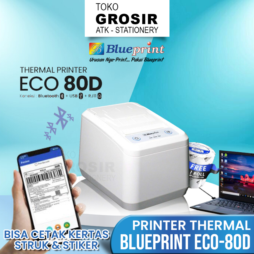 Jual ECO 80D Printer Thermal Dekstop 80 mm BLUEPRINT USB + Bluetooth ...