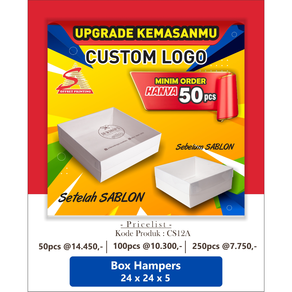 Jual 24 x 24 x 5 Putih Custome logo (sablon 1 warna bagian tutup ...
