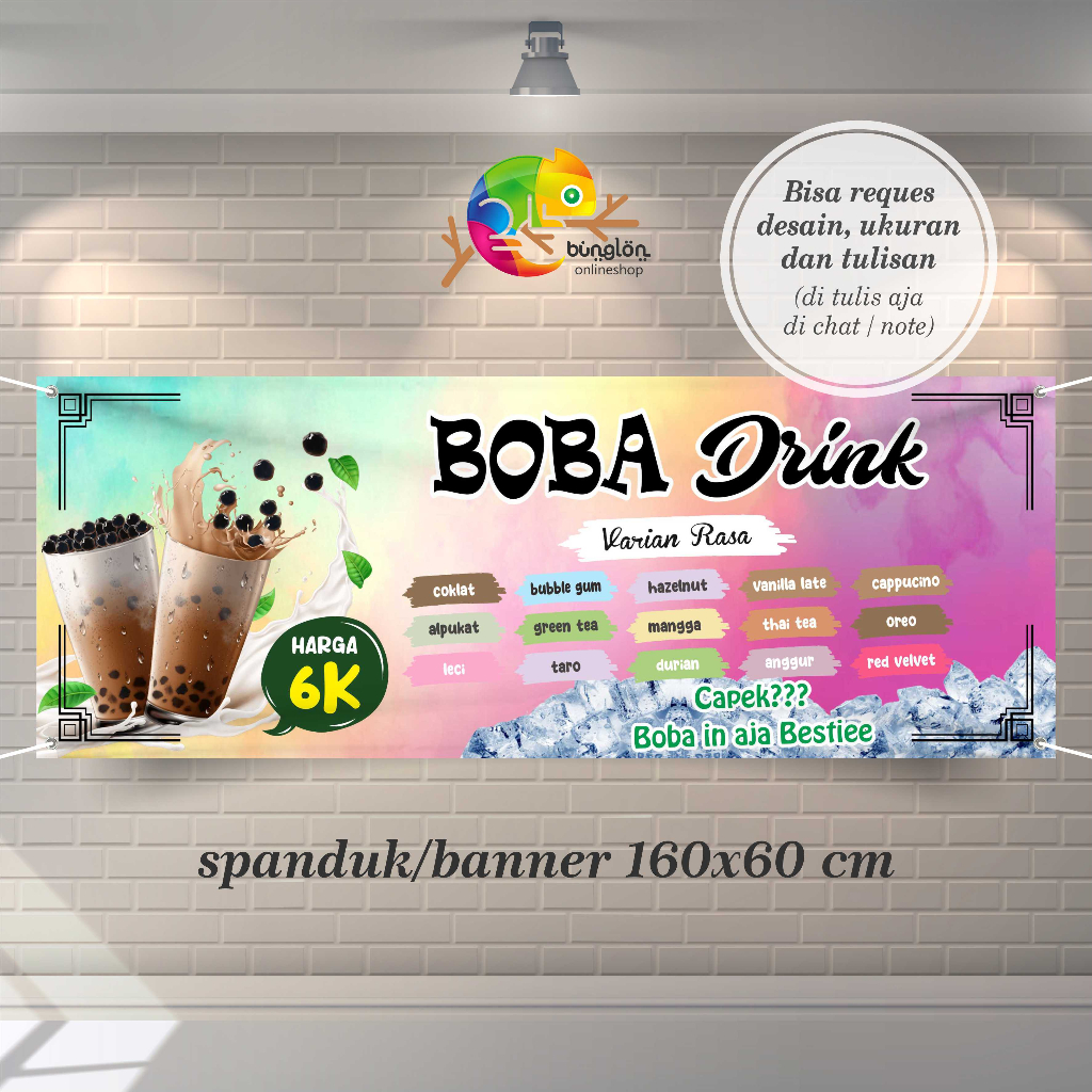 Jual Spanduk Banner 160x60 Cm Spanduk Boba Murah Berkulitas, Banner ...