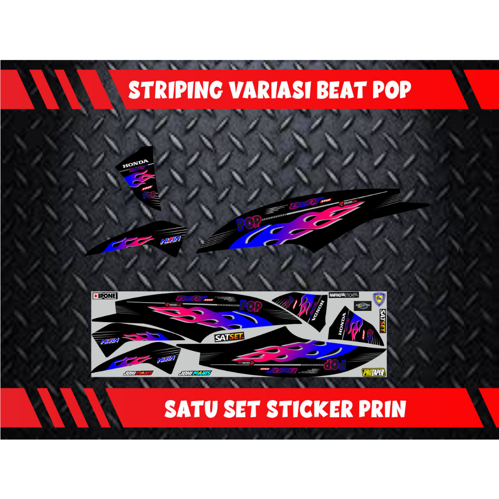 Jual LIS VARIASI STRIPING HONDA BEAT POP MOTIF API TERBARU VARIAN WARNA ...