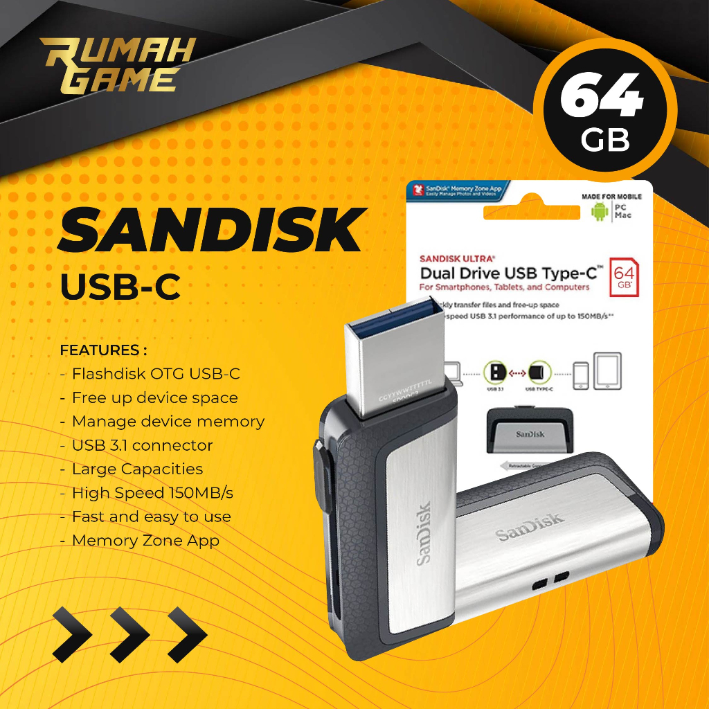 Jual SanDisk Flashdisk OTG Ultra Dual Drive USB Type-C - 64GB | Shopee ...