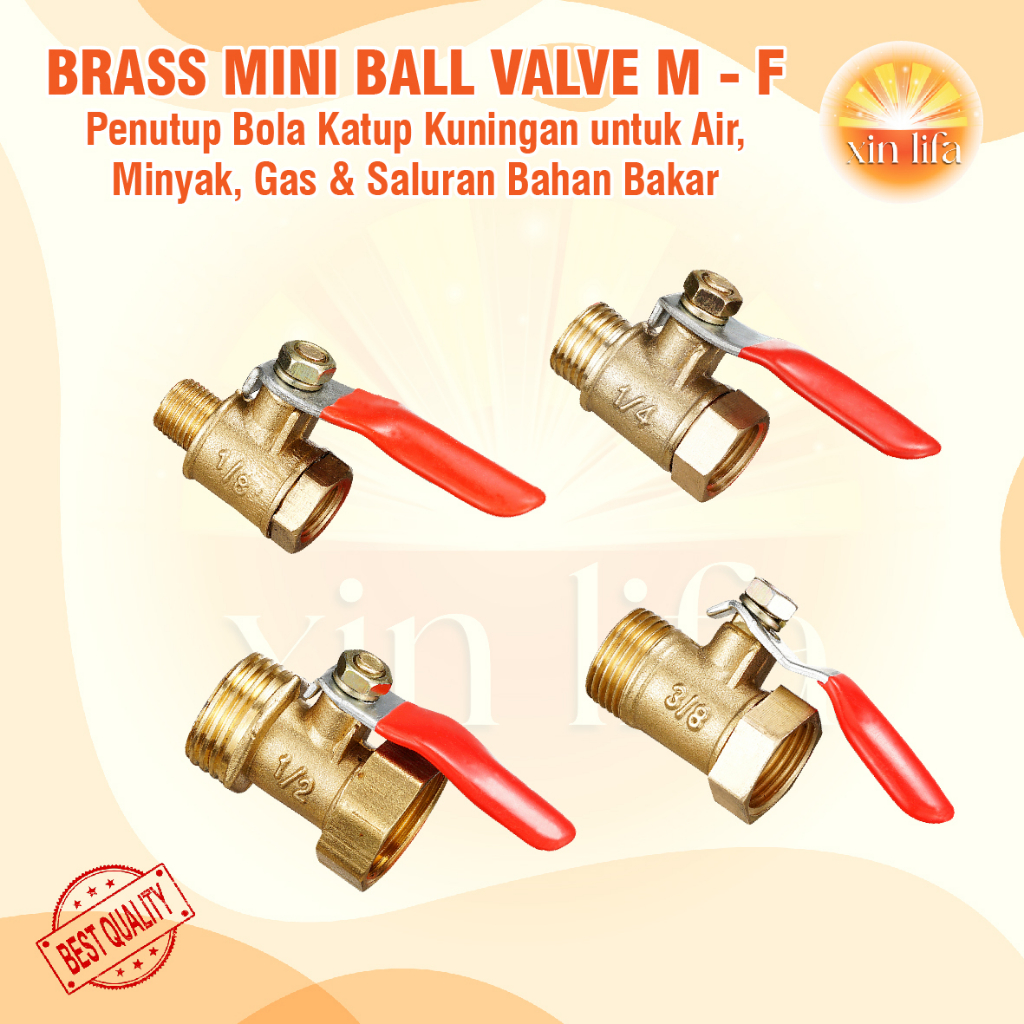 Jual kran kuningan 1/2" / ball valve kuningan 1/2" Male to Female M-F ...
