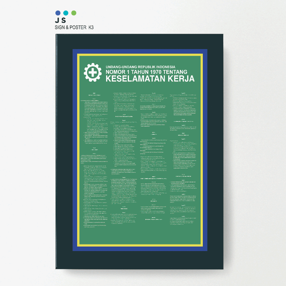 Jual Poster Safety K3 - UU K3 No.1 Th 1970 + Frame A2 | Shopee Indonesia