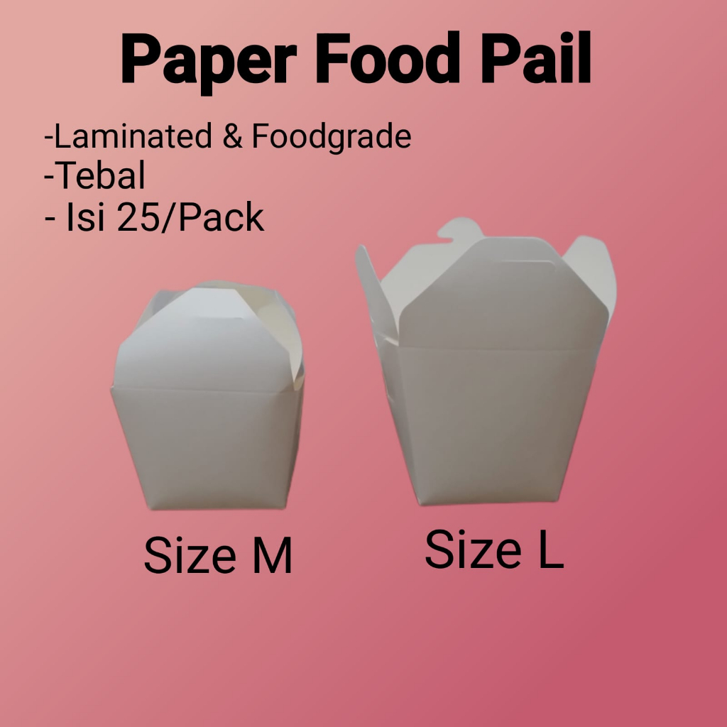 Jual Paper Food Pail / Kotak Makan / Rice Box Ukuran M/L ISI 25pcs ...