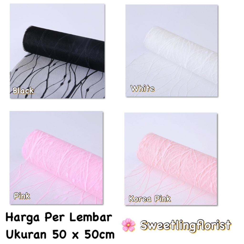 Jual Flower Wrapping Paper Jaring Korean Motif Tile Roll Lembaran 50 x ...