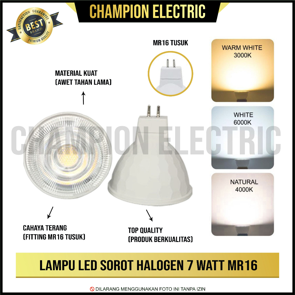 Jual Lampu Sorot Halogen LED Spot 7 Watt 7W 220V MR16 15D 24D 36D ...