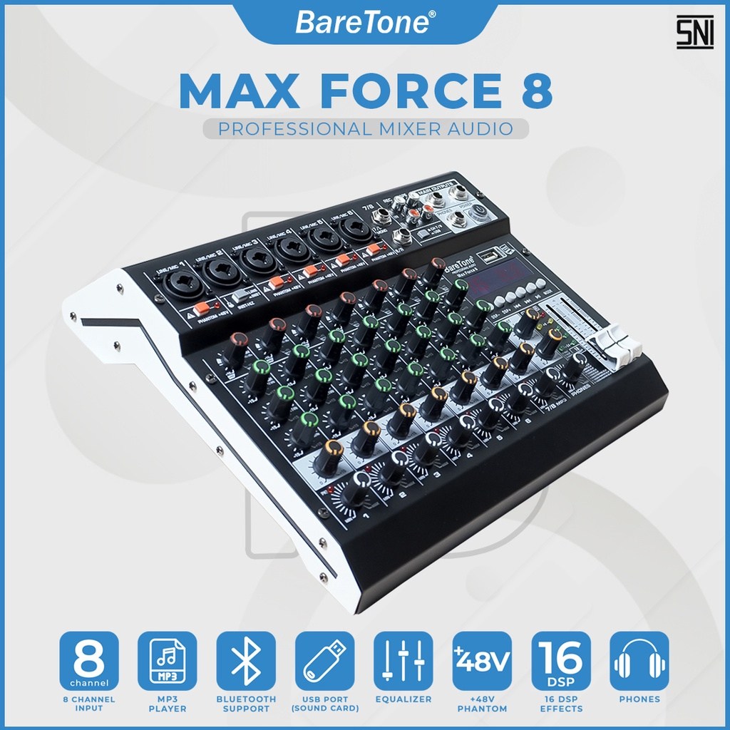 Jual Mixer Audio BareTone Max Force 8 - Professional MIxer 8 channel ...