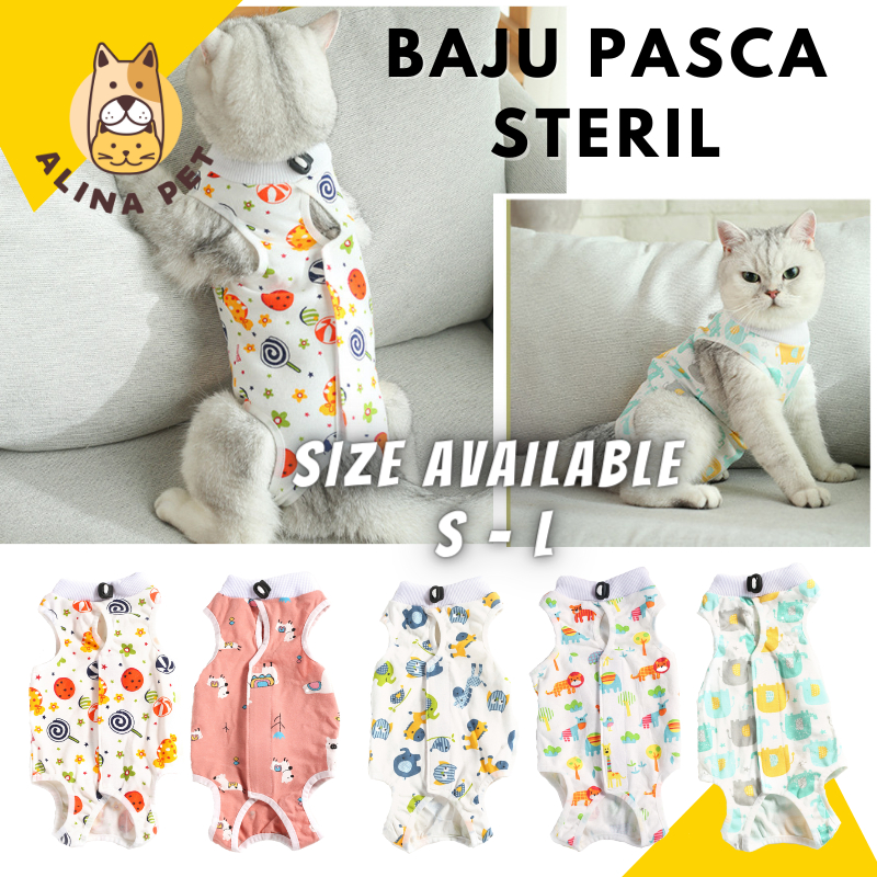 Jual Baju Kucing Anjing Recovery MOTIF Pasca Operasi Steril Belly Cover ...