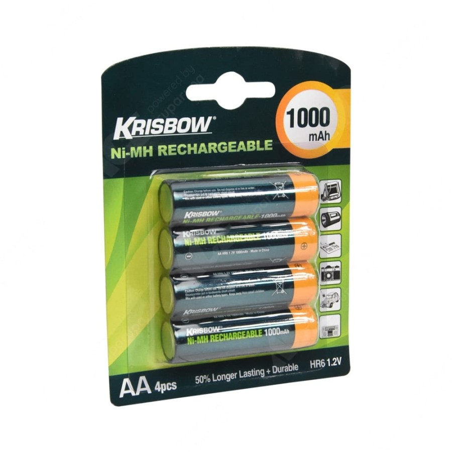 Jual Krisbow Set Baterai Rechargeable Size Aa 1000 Mah 4 Pcs | Shopee ...