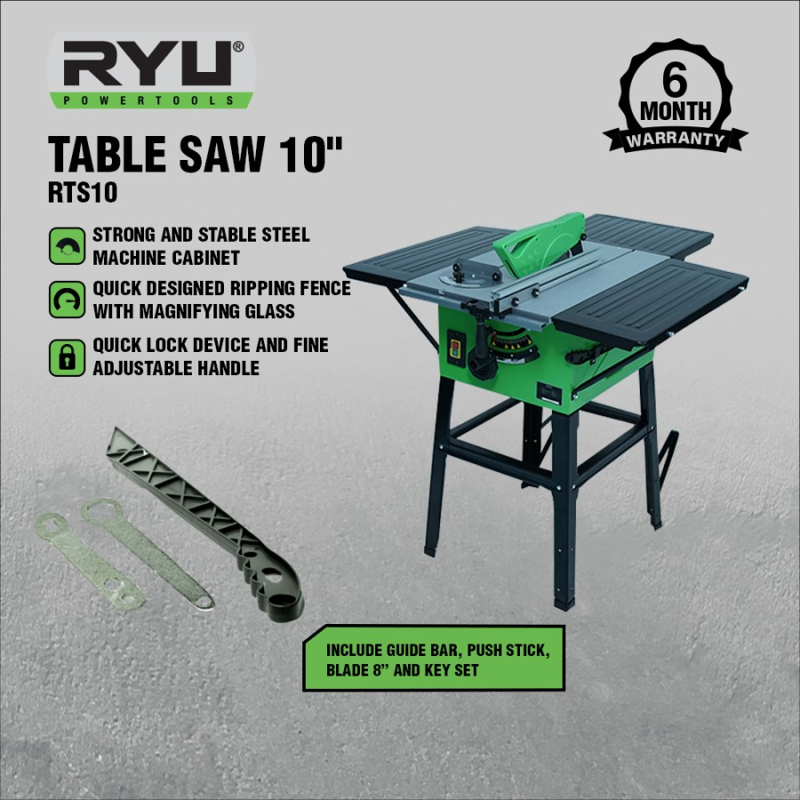 Jual Table Saw 10" RYU RTS10 / Mesin Meja Potong Gergaji Kayu 10 Inch ...