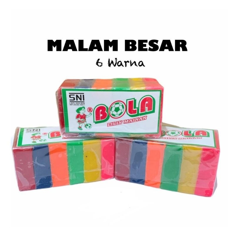 Jual Lilin Mainan BESAR 6 warna/ Malam/ Playdough / Modelling clay 6 ...