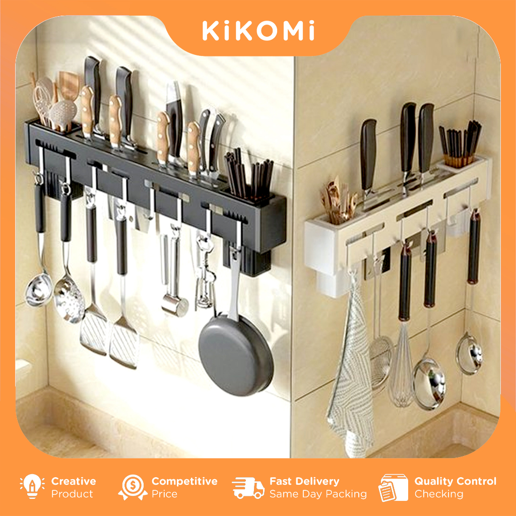 Jual RAK DAPUR GANTUNG Stainless Steel Tempat Pisau Sendok Garpu Bumbu ...