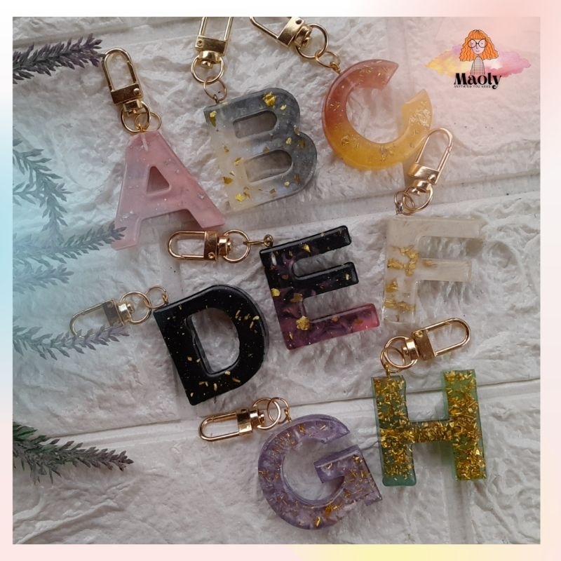 Jual LIMITED EDITION Letter Keychain Resin Gantungan Kunci Huruf Ganci ...