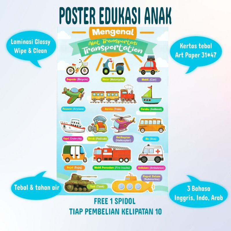 Jual READY (WIPE CLEAN) POSTER EDUKASI ANAK BELAJAR BERMAIN ANAK ANAK ...