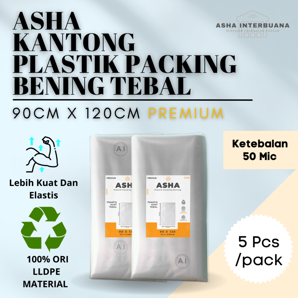 Jual ASHA Plastik Pembungkus barang Kantong Plastik PE Bening Plastic ...