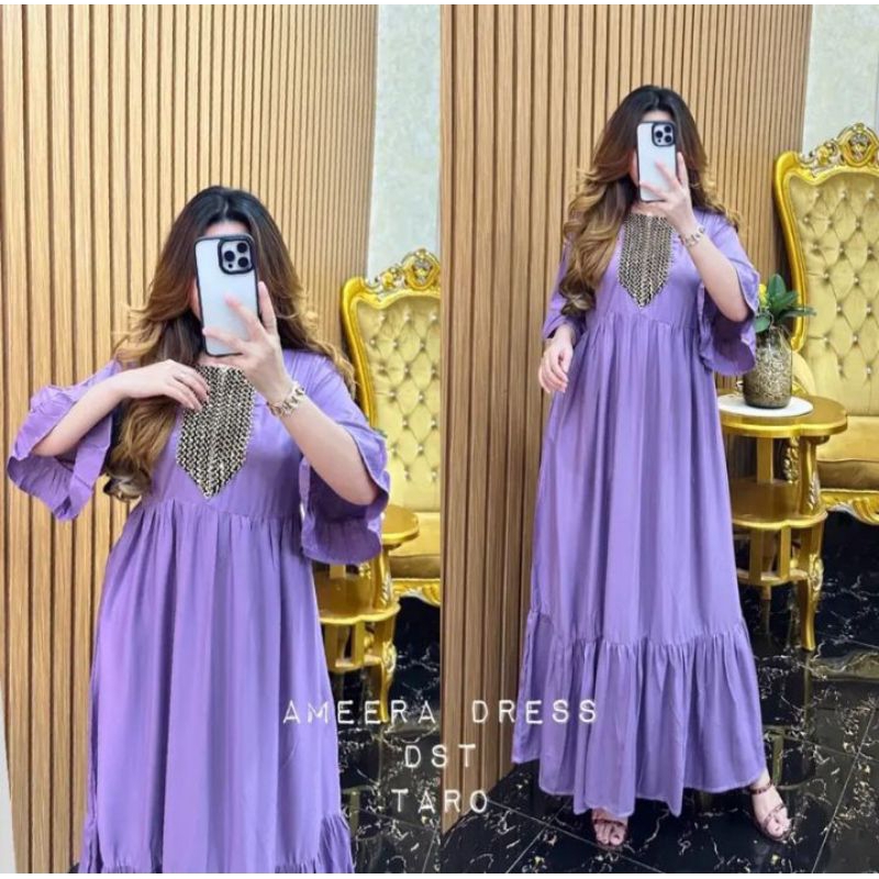 Jual Ameeea Dress Renda Sultan Gold Original,Ameera Dress Crinkle ...