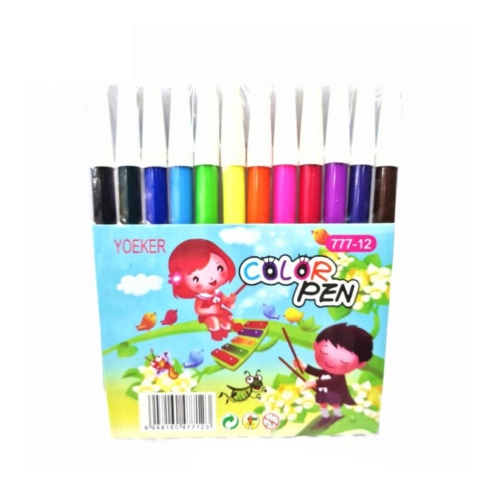 Jual SPIDOL WARNA SET PEN COLOR 12 WARNA YOEKER MURAH 777-12 | Shopee ...