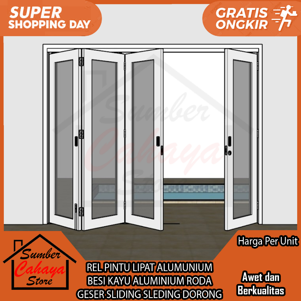 Jual REL PINTU LIPAT ALUMUNIUM BESI KAYU ALUMINIUM RODA GESER SLIDING ...