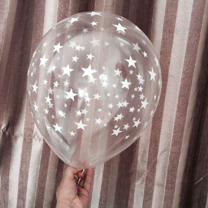 Jual Balon Transparan Isi Confetti Bintang Silver / Latex Transparan ...