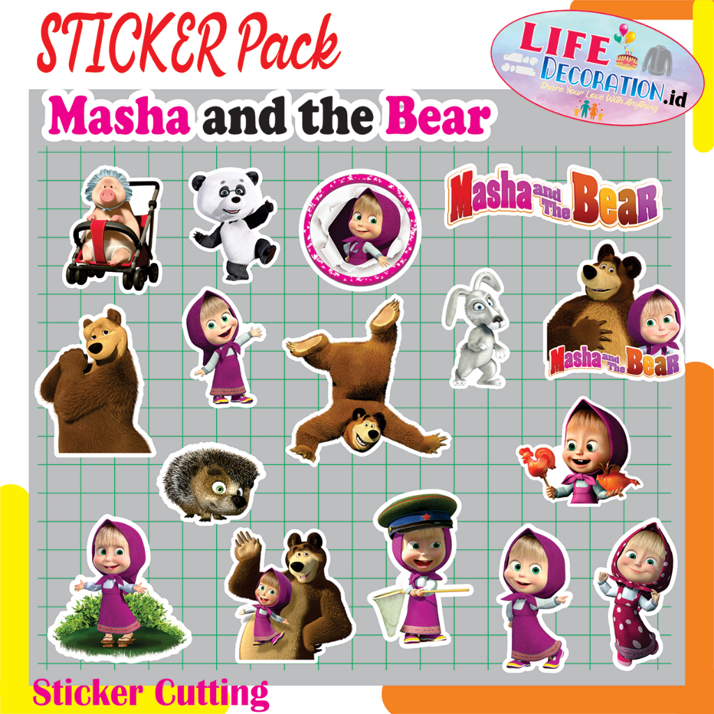 Jual STIKER MASHA AND THE BEAR / MASHA BEAR STICKER PACK | Shopee Indonesia