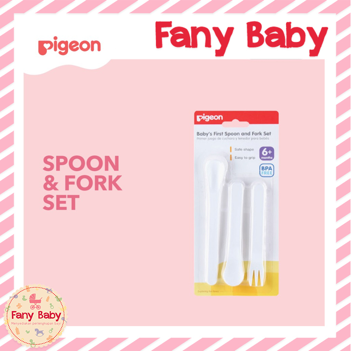 Jual PIGEON BABY FIRST SPOON AND FORK SET 3IN1/ SENDOK GARPU BAYI ...