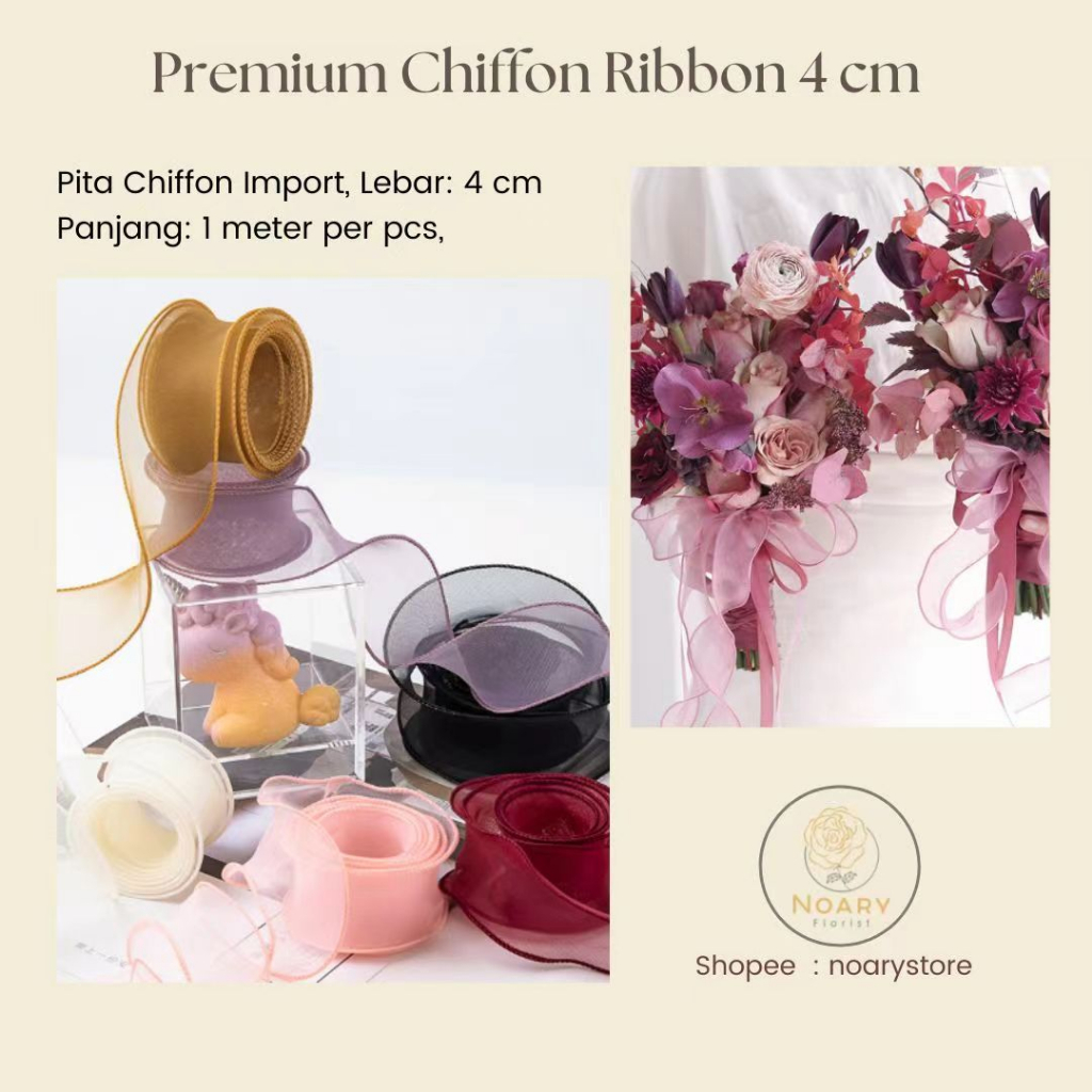 Jual Premium Chiffon Ribbon 4 CM / / Pita Satin / Ribbon | Shopee Indonesia