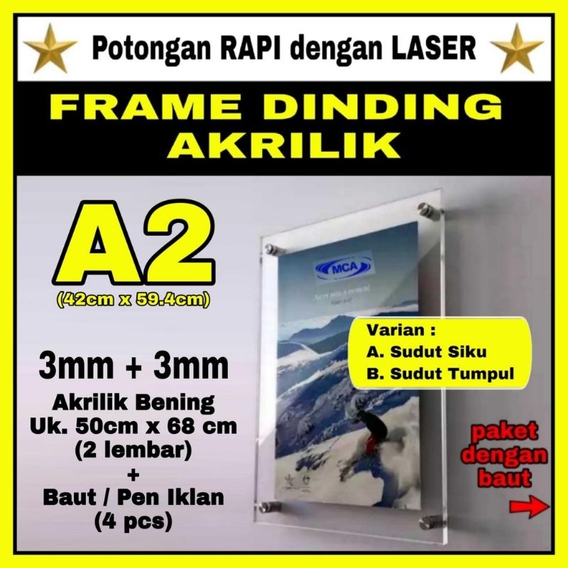 Jual FRAME AKRILIK A2 (3mm+3mm) / Acrylic Frame / Frame Dinding / Frame ...