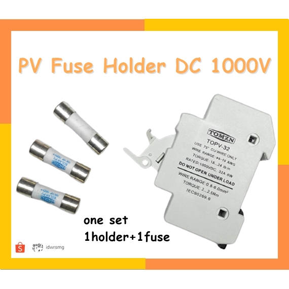 Jual Fuse Holder DC 1000V tomzn 1P 10*38mm tegangan tIng gi dan Fuse ...