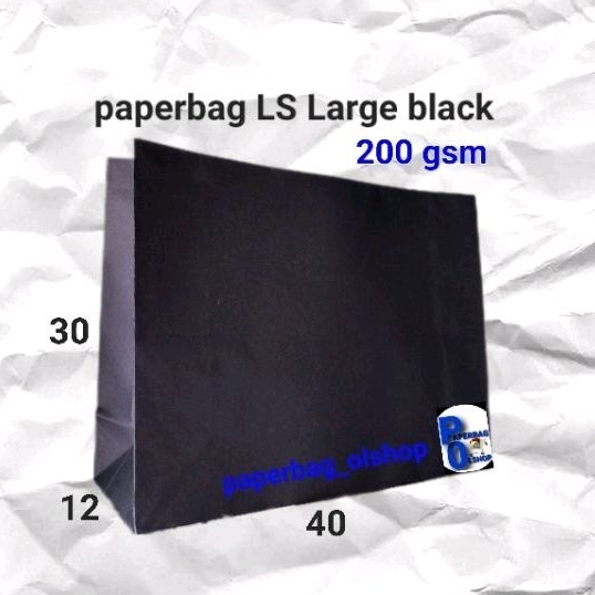 Jual paperbag LS black Large 200g (40×12×30) | Shopee Indonesia