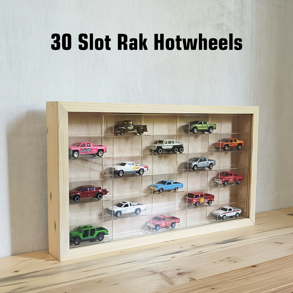 Jual 30 Slot Rak Hot Wheels Kayu jati belanda akrilik premium | Shopee ...
