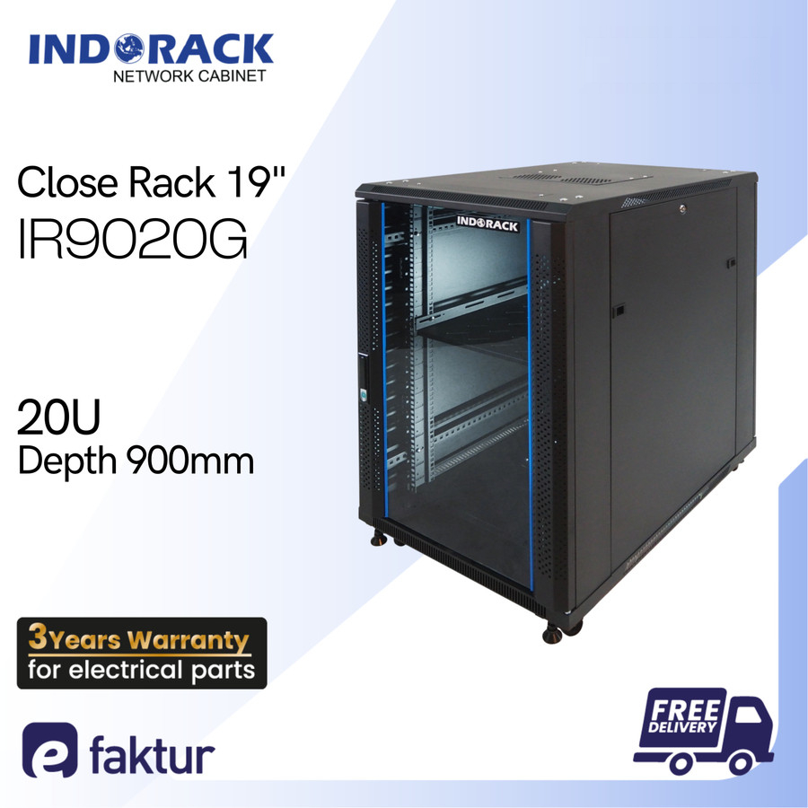 Jual Indorack Close Rack 20U Glass Door Rack Server 19" Depth 900mm ...