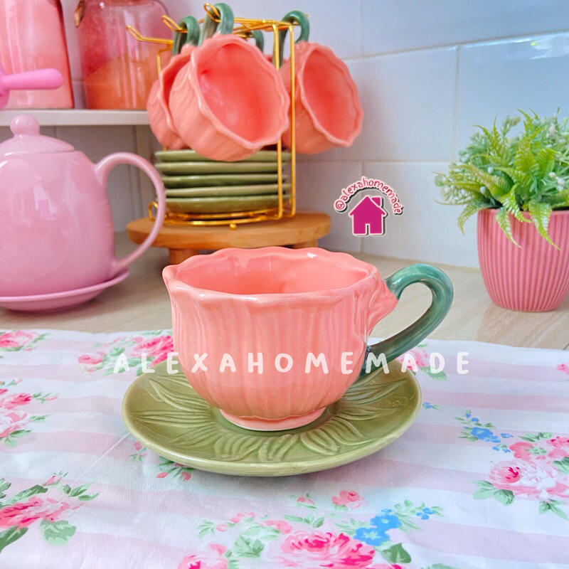 Jual TEA SET KERAMIK PINK TINKERBELL/PUMPKIN /ULIR/LABU (1 pisin 1 ...