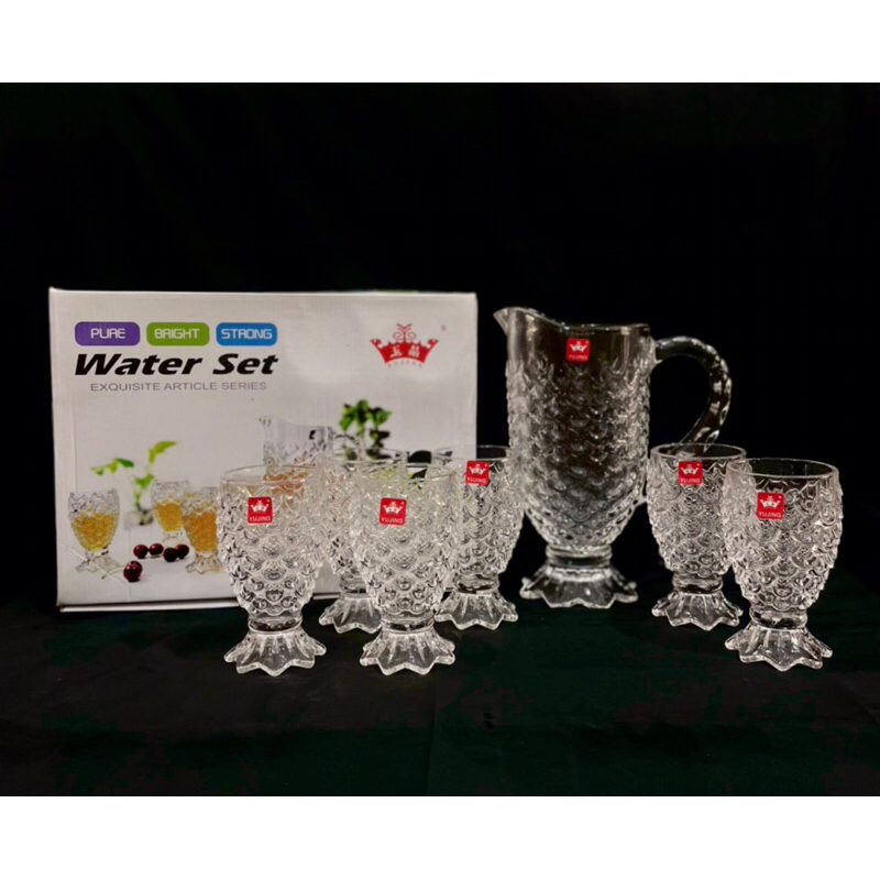 Jual Pitcher set kaca eskan set teko kaca + 6pc gelas Yujing | Shopee ...