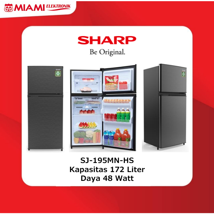 Jual SHARP SJ-195MN-HS / SJ195MNHS Lemari Es 2 Pintu 172 Liter 48 Watt ...