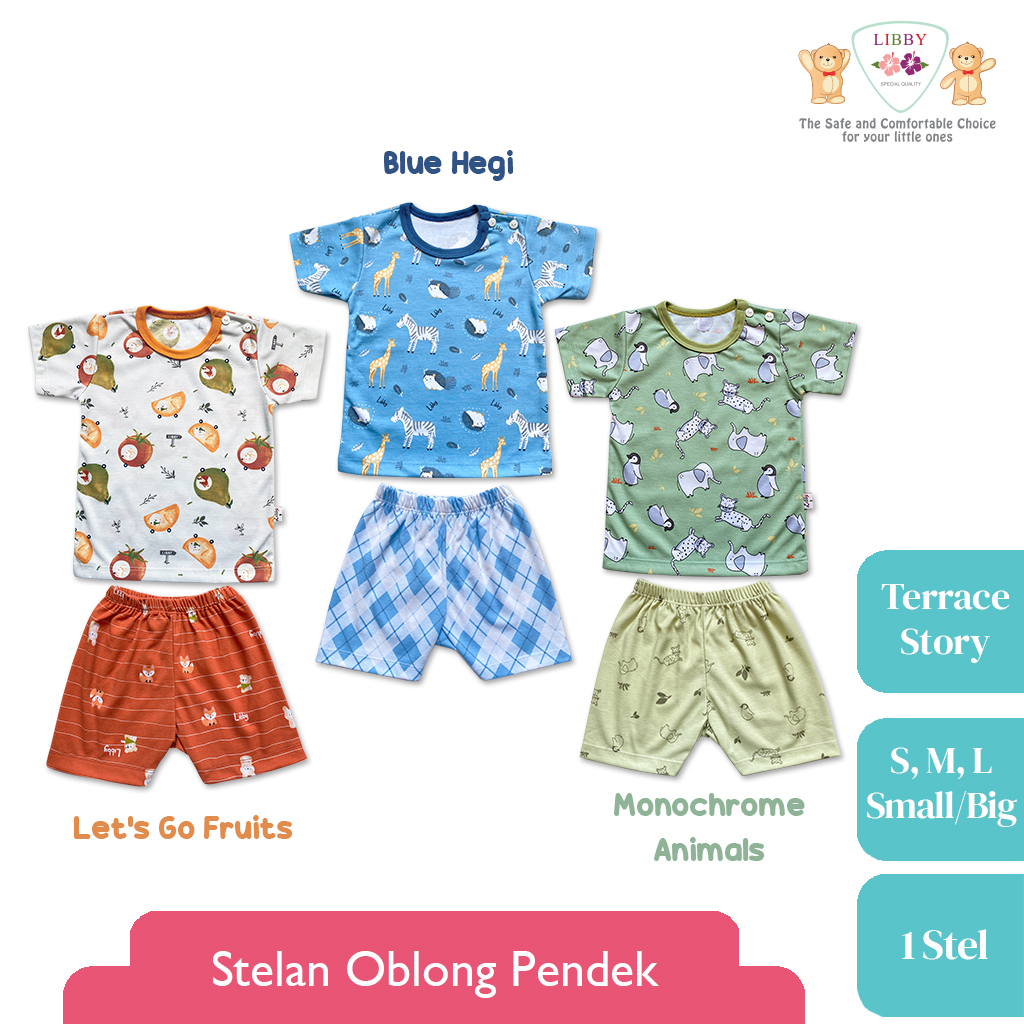 Jual LIBBY Stelan Oblong Pendek Motif Terrace Story (1 stel) | Shopee Indonesia