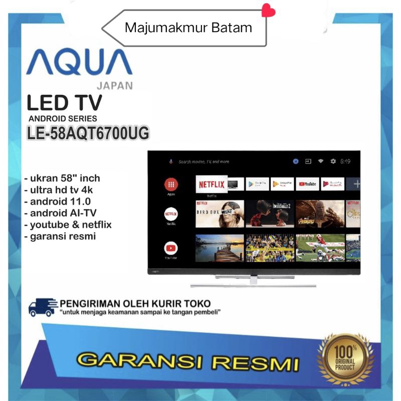 Jual AQUA ANDROID TV LED 58 INCH 58AQT6700UG GARANSI RESMI | Shopee ...