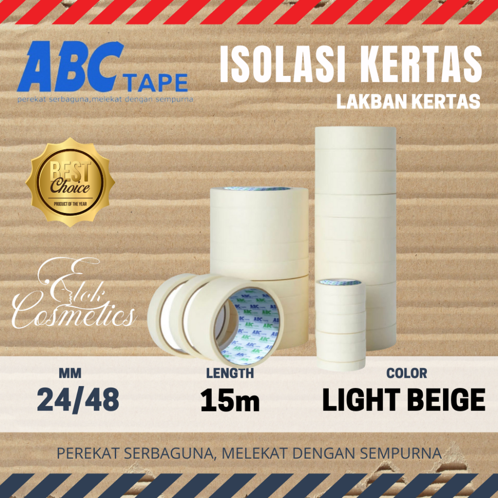 Jual ABC ISOLASI KERTAS LAKBAN KERTAS 24MM/48MM STATIONERY TAPE ...