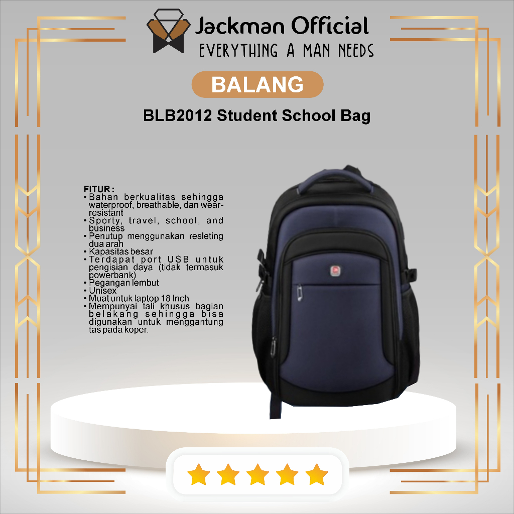 Jual BALANG BLB2012 Student School Bag - Tas Ransel Backpack Laptop 18 ...
